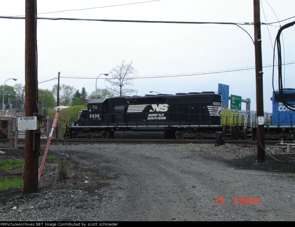 NS 3335 WB helping an Autorack Train